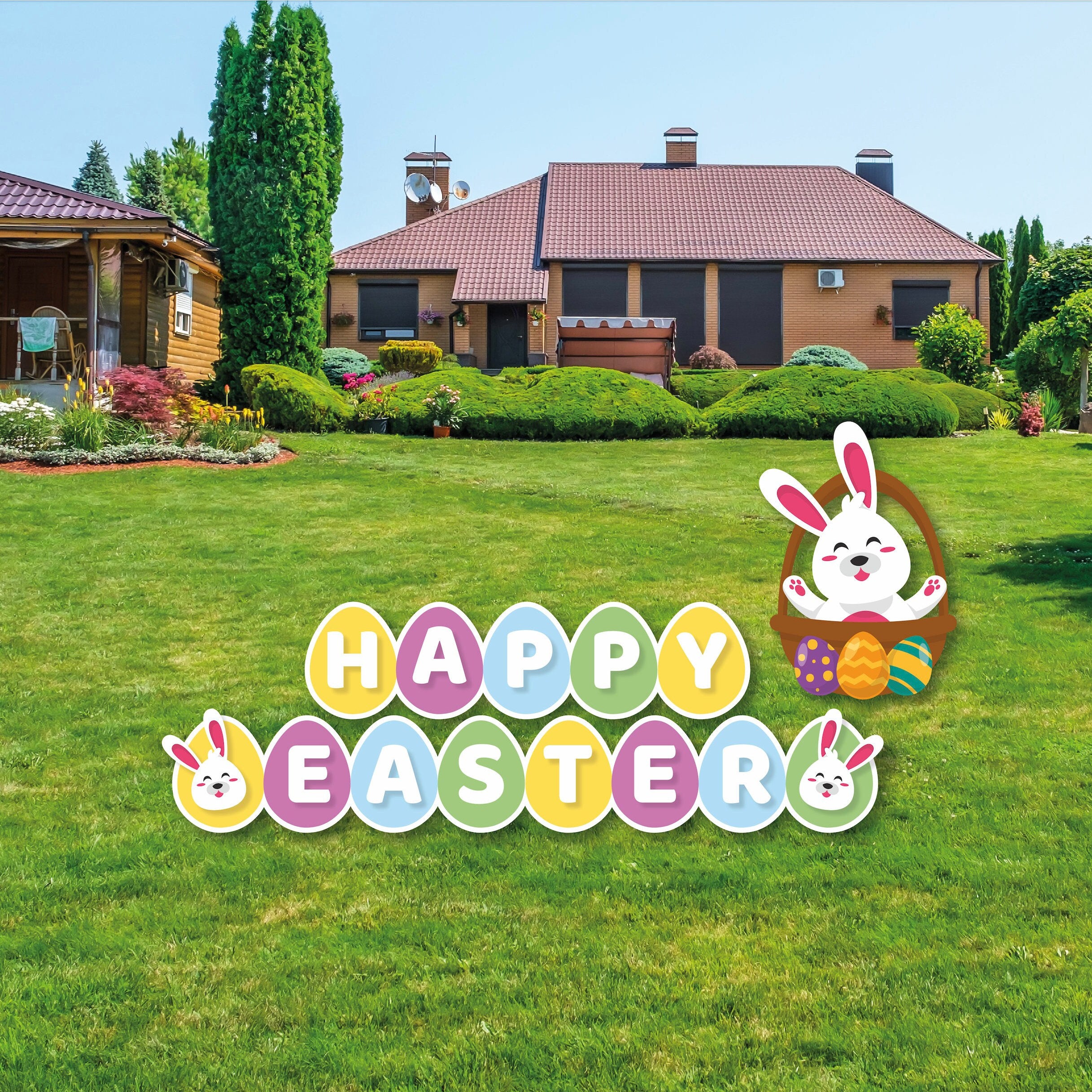 Easter Egg Yard Sign Decorations - Coroplast Easter Home Decor, Easter ...