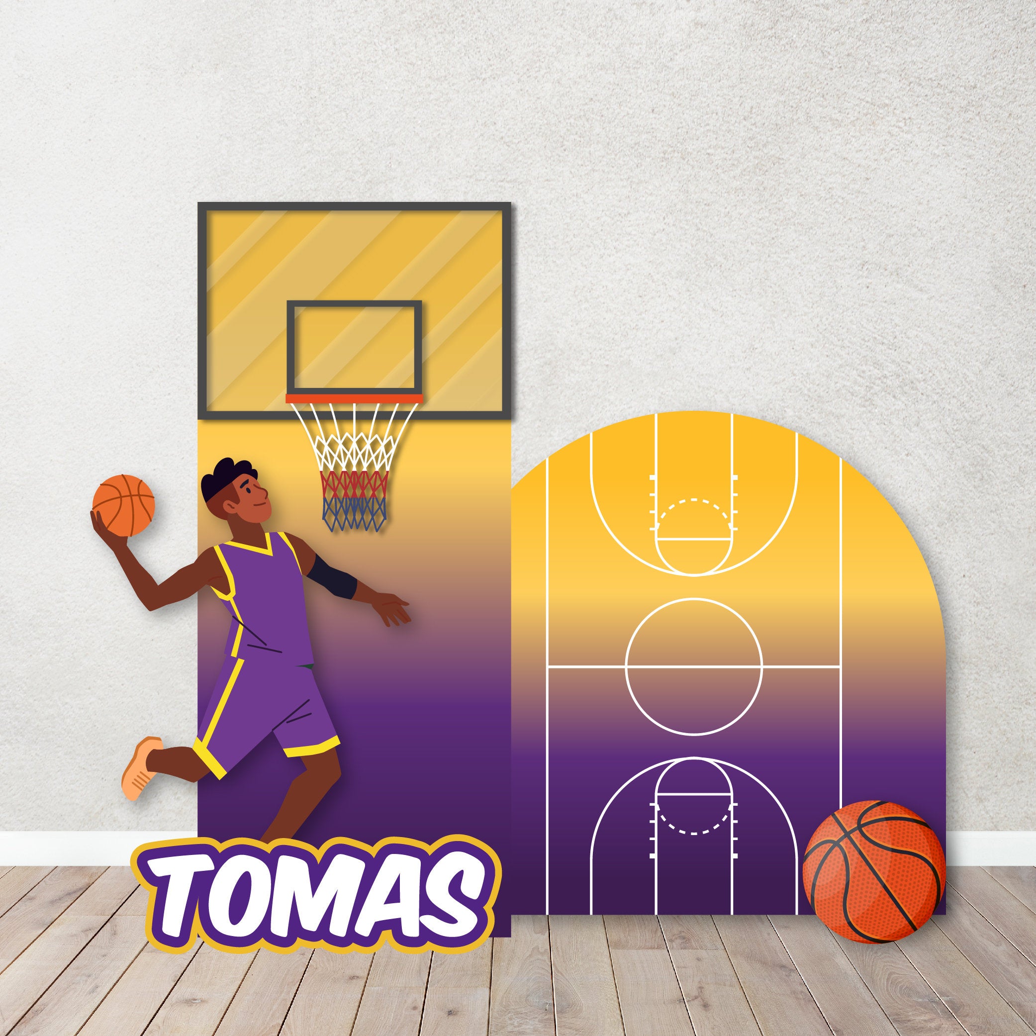 Basketball Theme Party Backdrops,Cut Out. Background. Slam, Dunk, LeBr ...